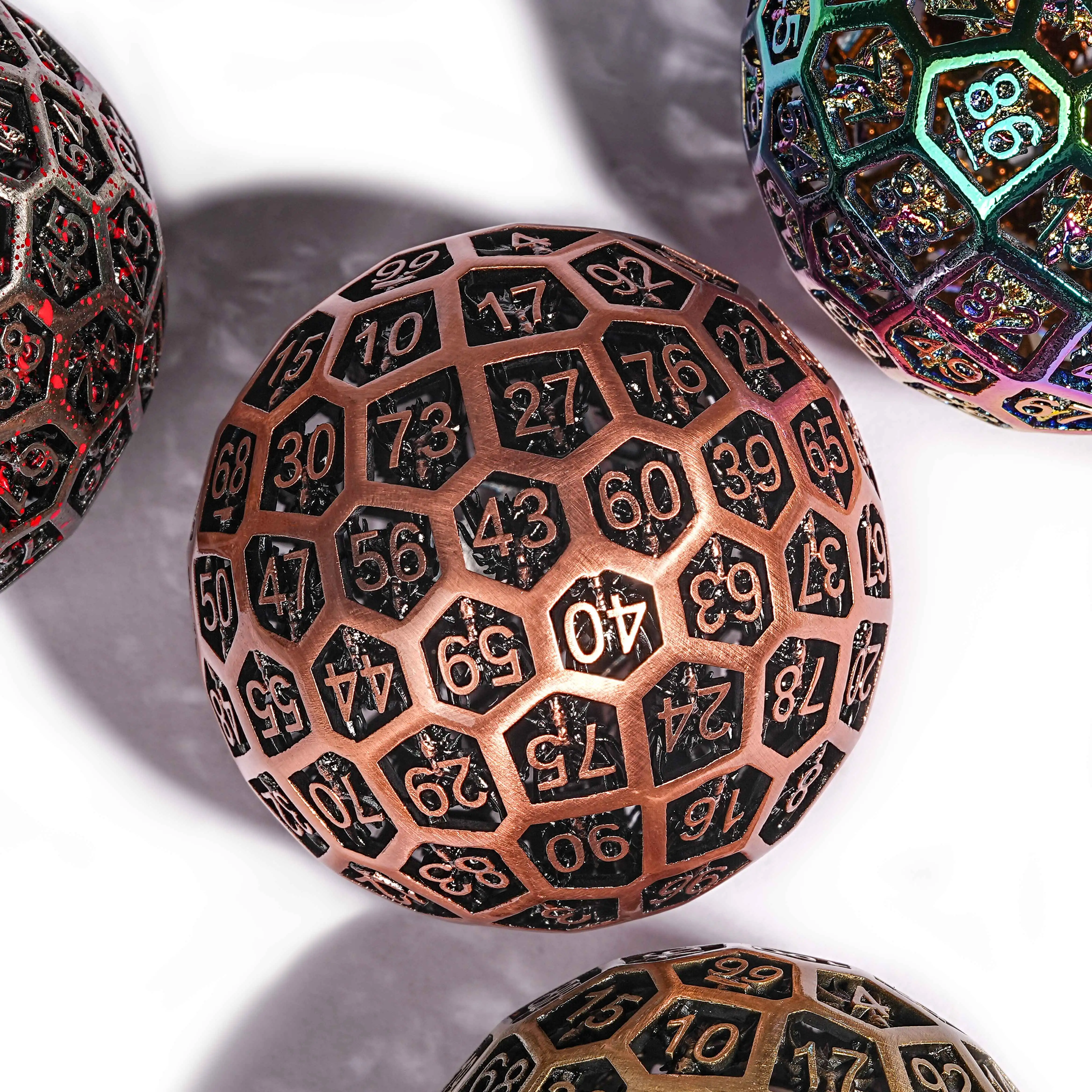 Metal Hollow D100 Dice Red Copper | Bear Dice