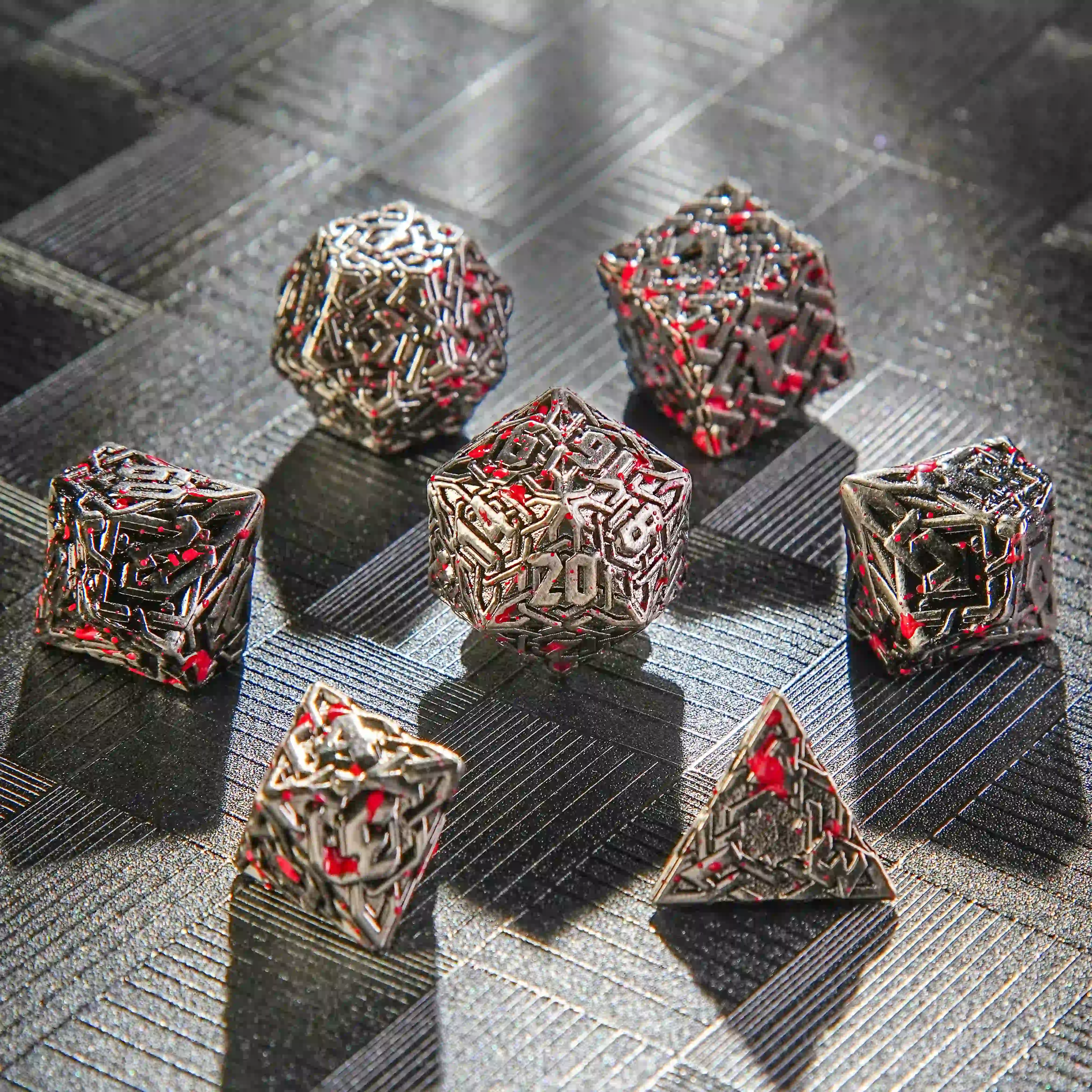 Solid metal Kettle knot dice with blood stains | Bear Dice