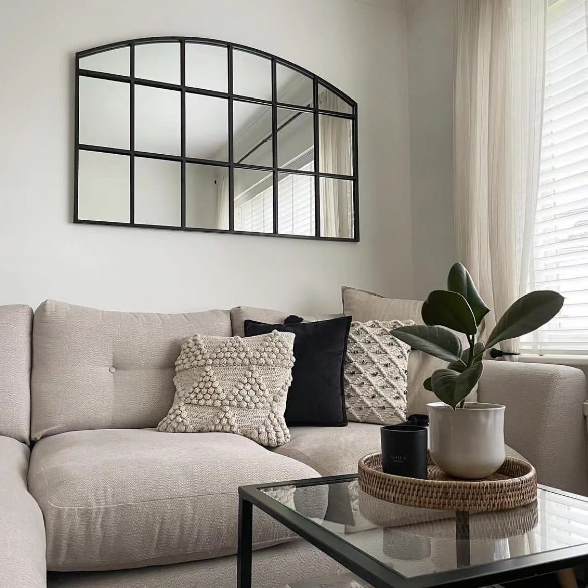 【home Improvement】kaxton Window Pane Metal Mirror Nk Markets