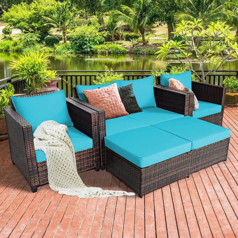 Polyethylene PE Wicker 6 Person Seating Group With Cushions polyethylene-pe-wicker-6-person-seating-group-with-cushions