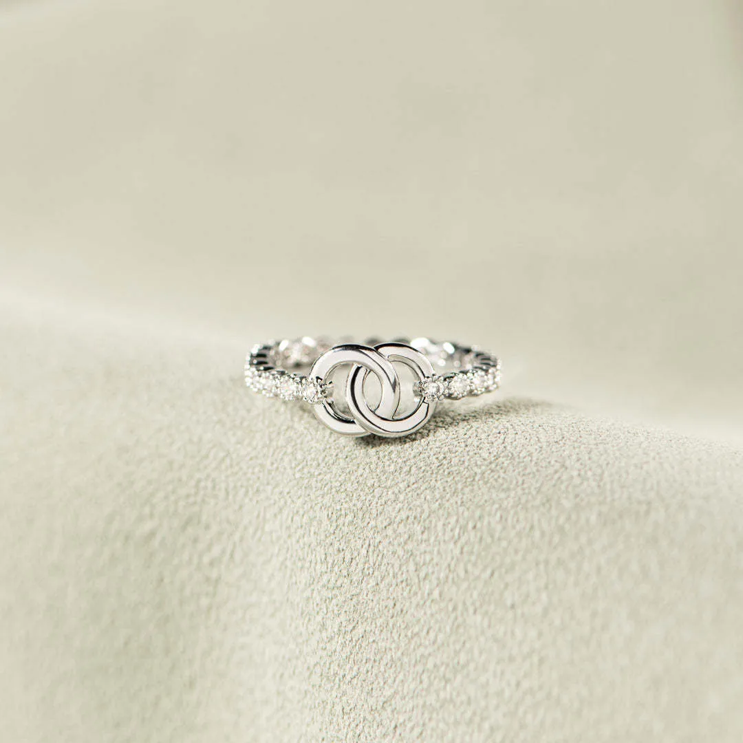 Mother And Daughter Forever Linked PavÉ Interlocking Ring Aucary