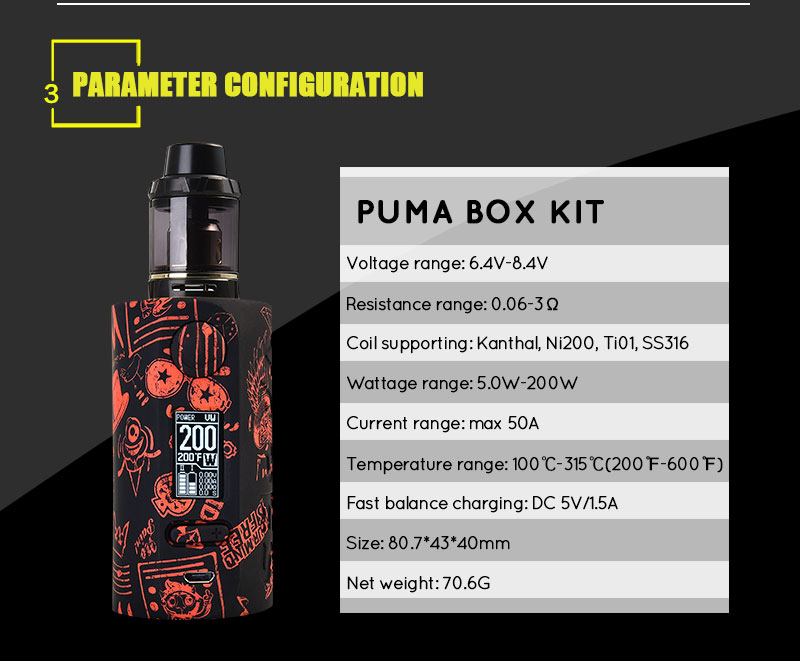 Original Vapor Storm Puma Hawk Vape Mod Kit with Storm230 200W VV VW TC ...