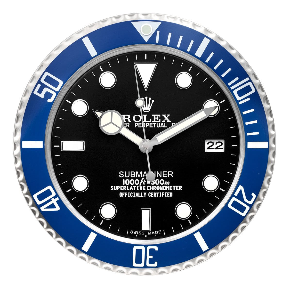 Rolex Submariner Wall Clock Blue & Black - Elegant Timepiece for ...