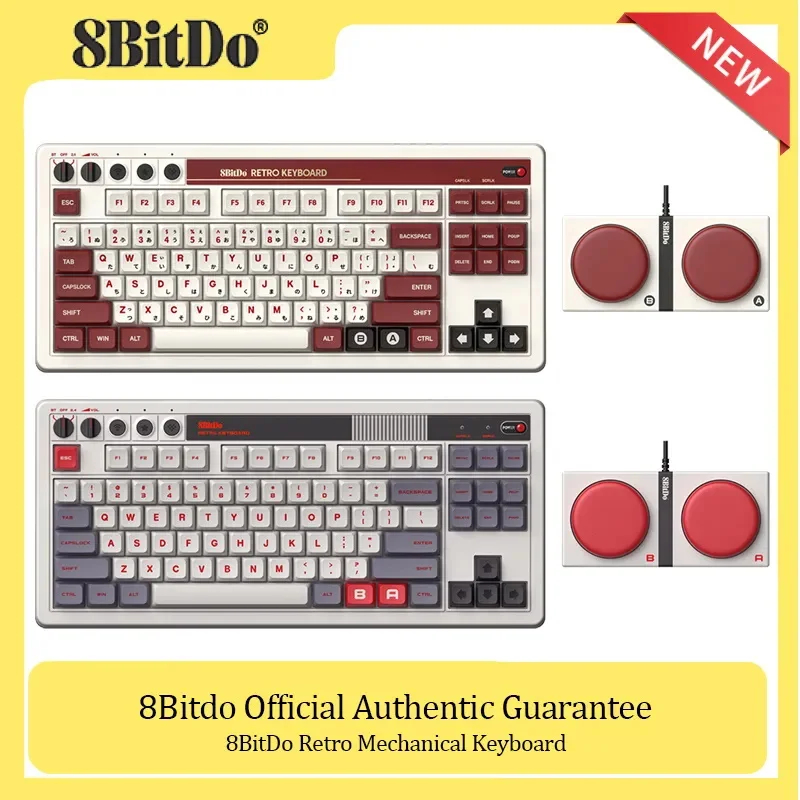 NEW 8Bitdo Retro Mechanical Keyboard Bluetooth 2.4G USB-C With 87 Keys ...