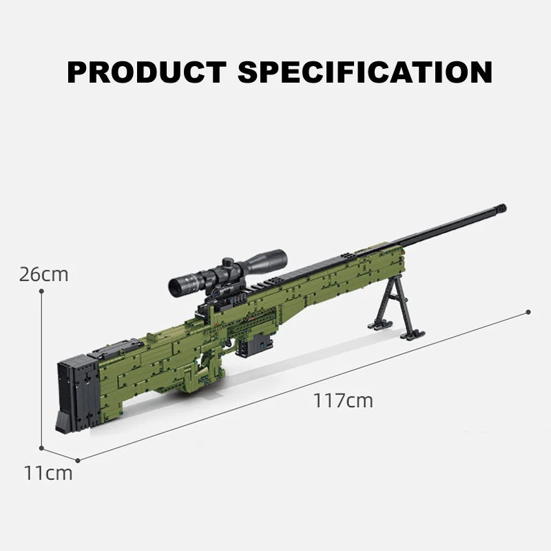 AWM Gun Sniper Rifle Military Weapons Building Block 1503PCs - ENBRIC ...
