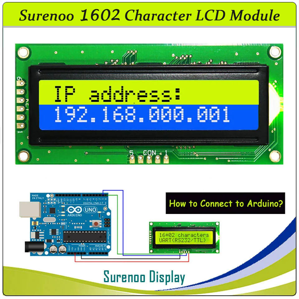 Surenoo 1602 Character LCD Module Display Panel Screen
