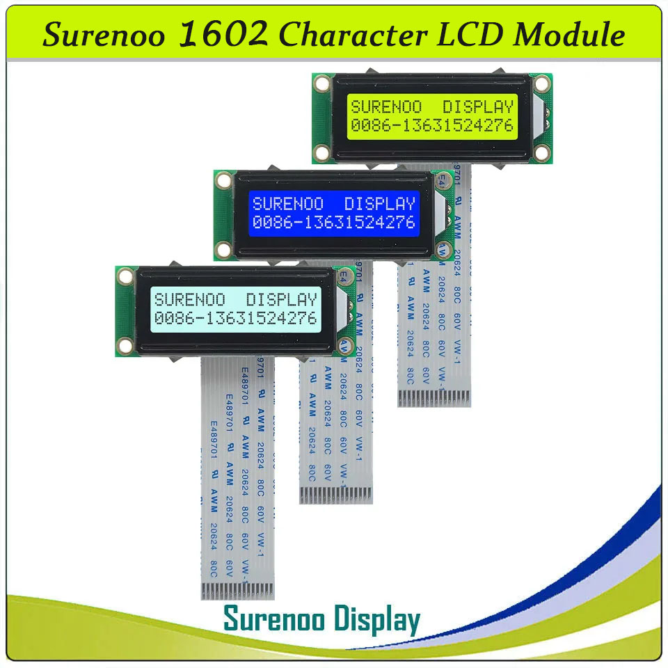 Surenoo 1602 Character LCD Module Display Panel Screen